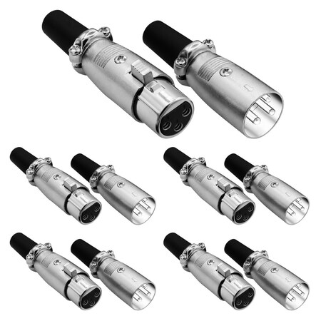 5 Core 5 Core XLR 3 Pin Female to XLR Male 10Pack - Connector Microphone Line Plug Adapter - w ...